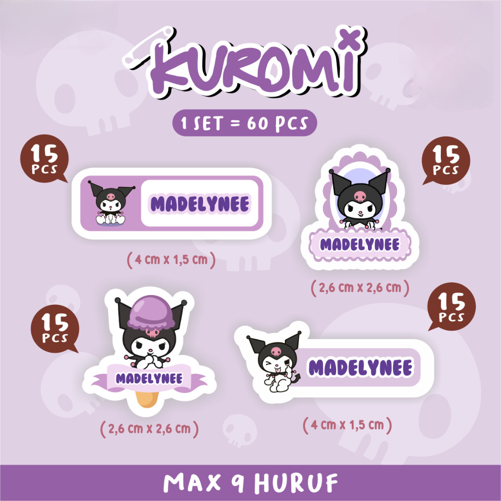 DTF Iron on Labels Sanrio Name Sticker My Melody Kuromi Cinnamoroll ...