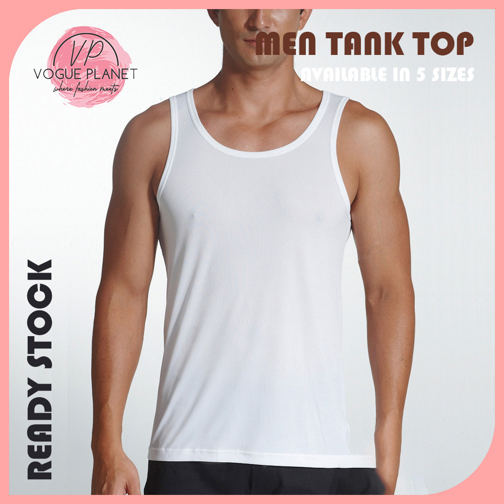 Men Tank Top Singlet Undershirts for Men Cool Airy Lightweight Sleeveless Top Lelaki Baju Dalam ...