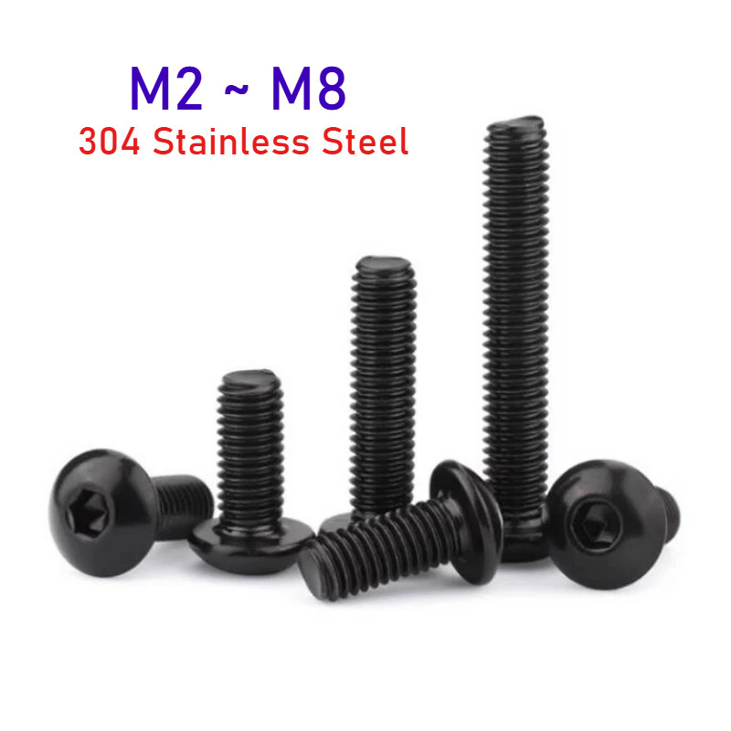 M2 M2.5 M3 M4 M5 M6 M8 Black 304 Stainless Steel Round Pan Head Hex ...