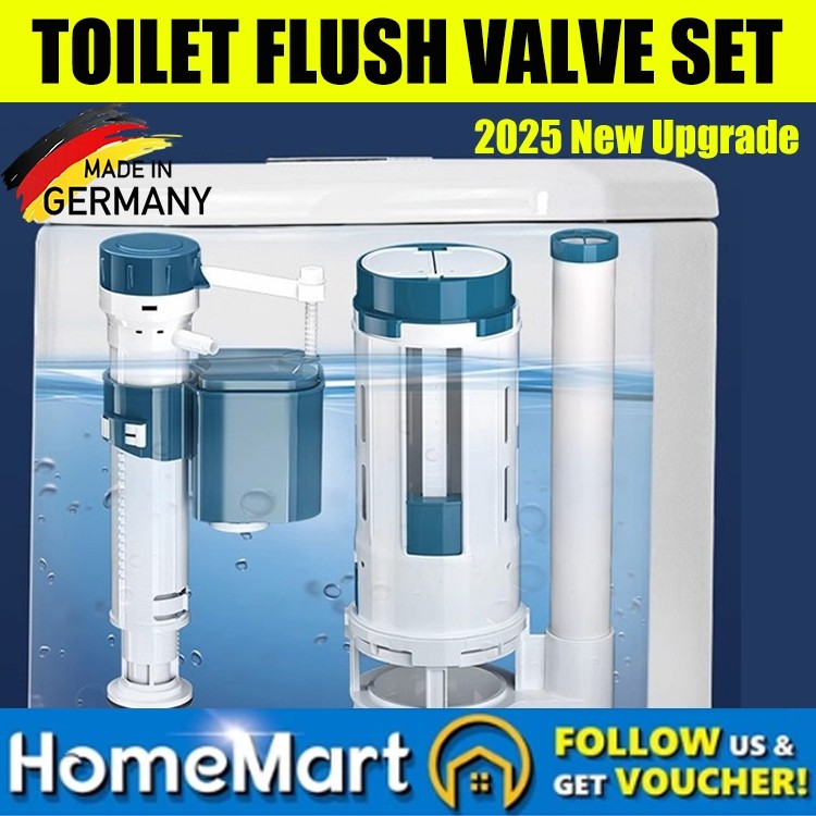 Toilet Single Flush Valve Press Button Lever Handle Valve Outlet TOILET ...