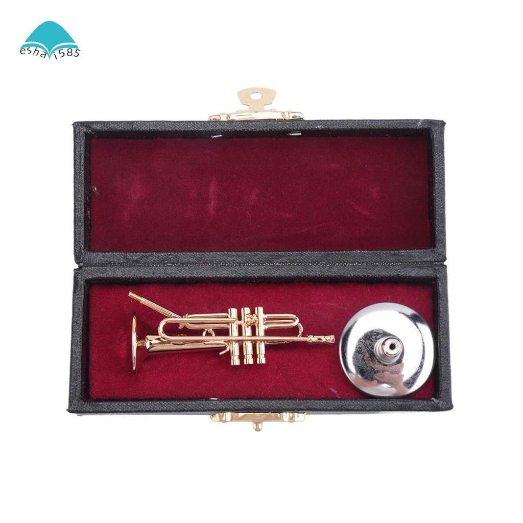 Copper Miniature Trumpet with Stand and Case Mini Musical Instrument ...