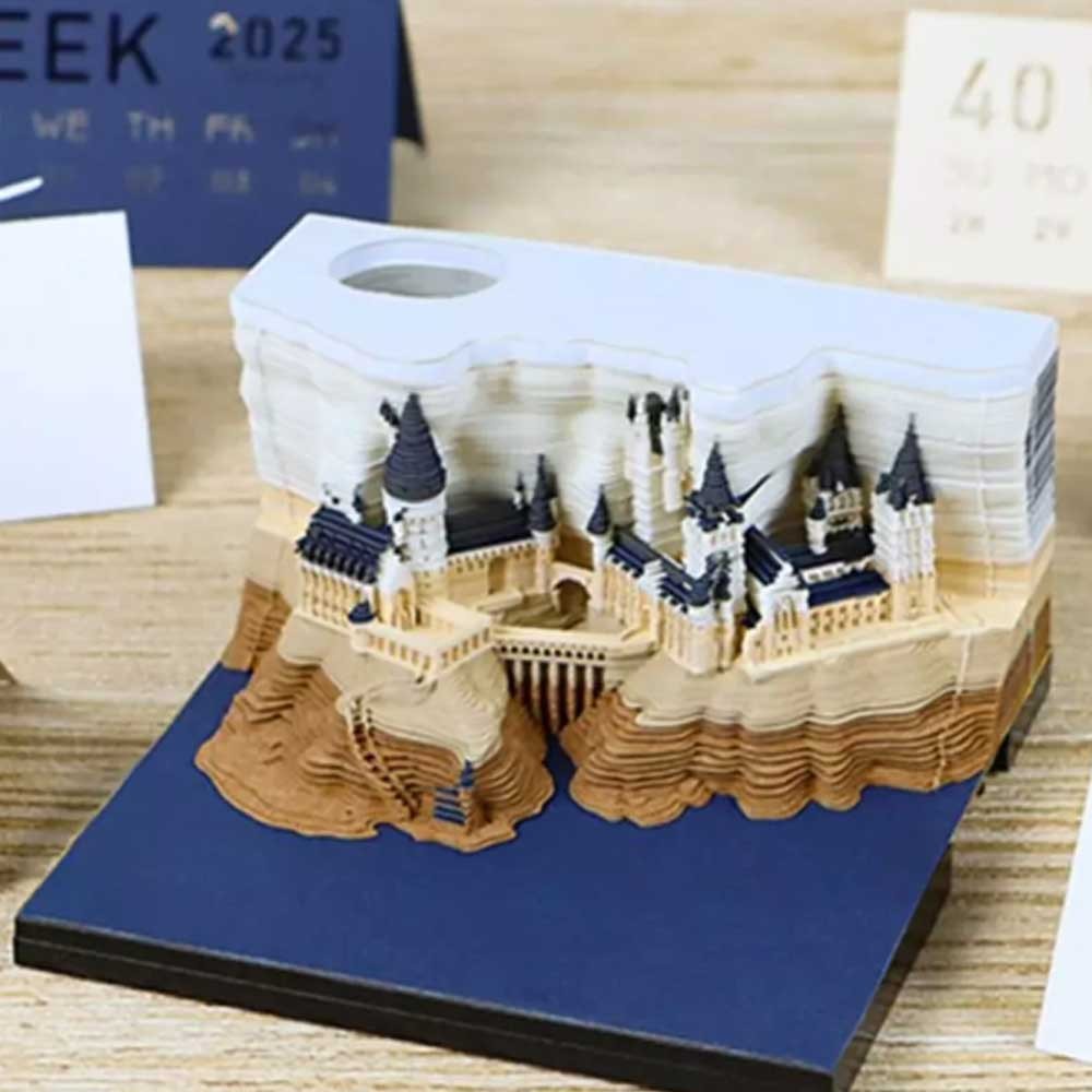 Castle Desk Calendar With LED Lights 2025 Calendar Memo Pad Creative ...