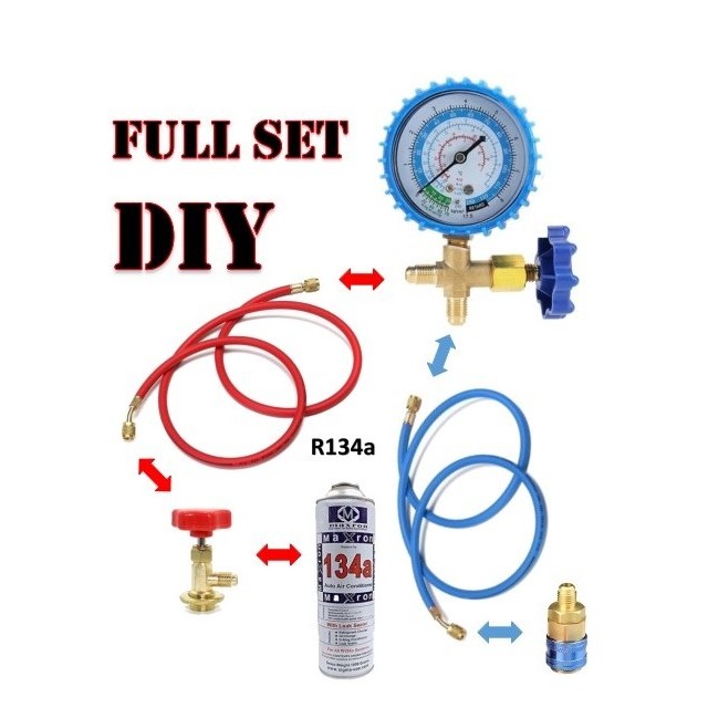 Gas Aircond Kereta R134a Refrigerant Car Aircond Servis DIY SET Top Up ...