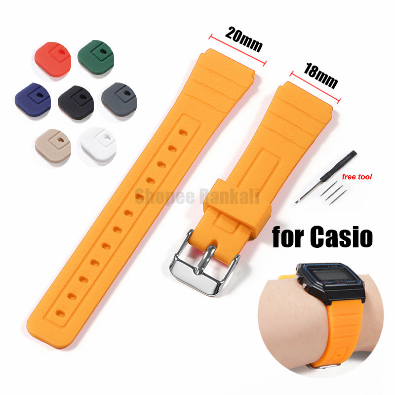 18mm Silicone Rubber Watch Band for Casio Strap Soft Diving Sport ...