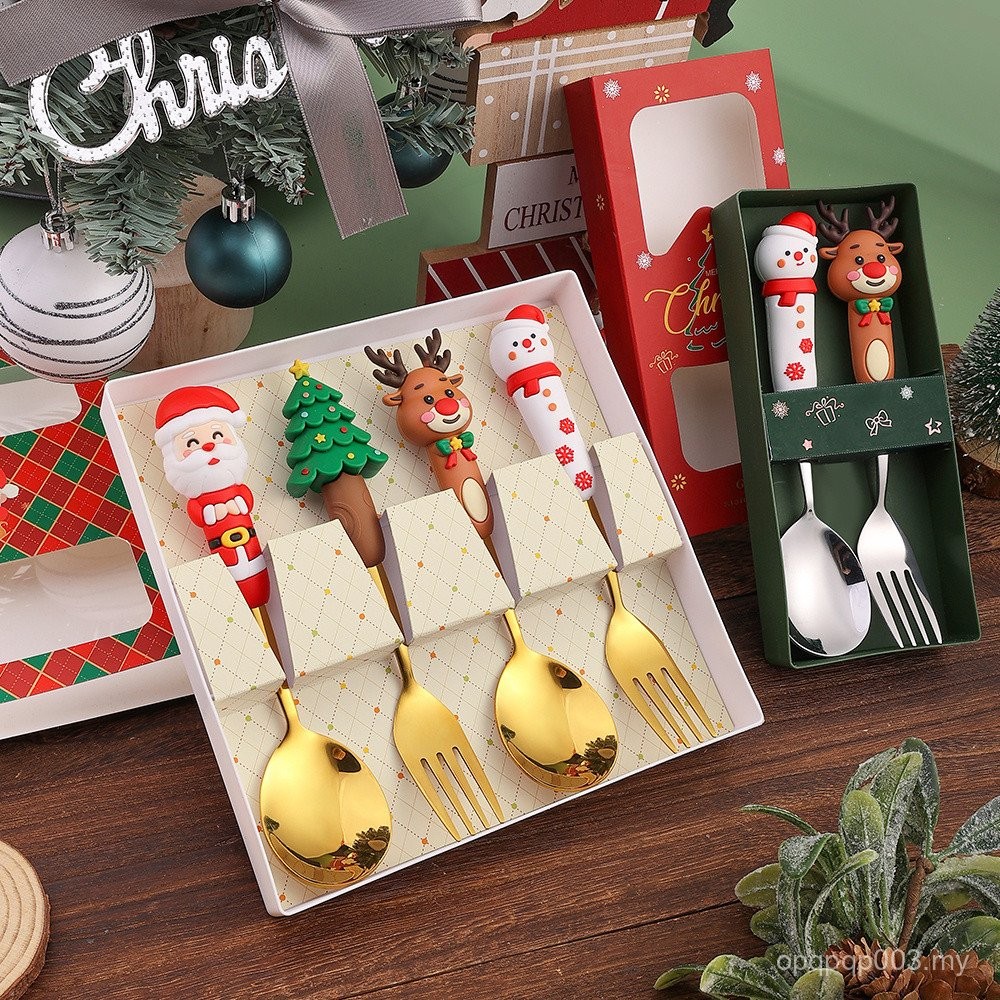 Christmas Gift Spoon Cartoon Cute Cute Fun Stainless Steel Golden Big ...