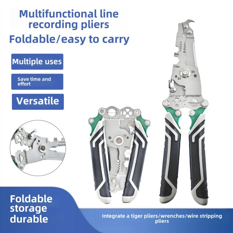 18-in-1 wire stripping pliers for electricians, multi-function folding ...