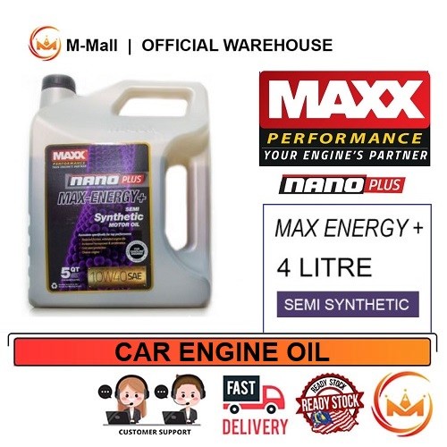 MAXX PERFORMANCE Car Engine Oil NanoPLUS Semi Synthetic Minyak Hitam ...
