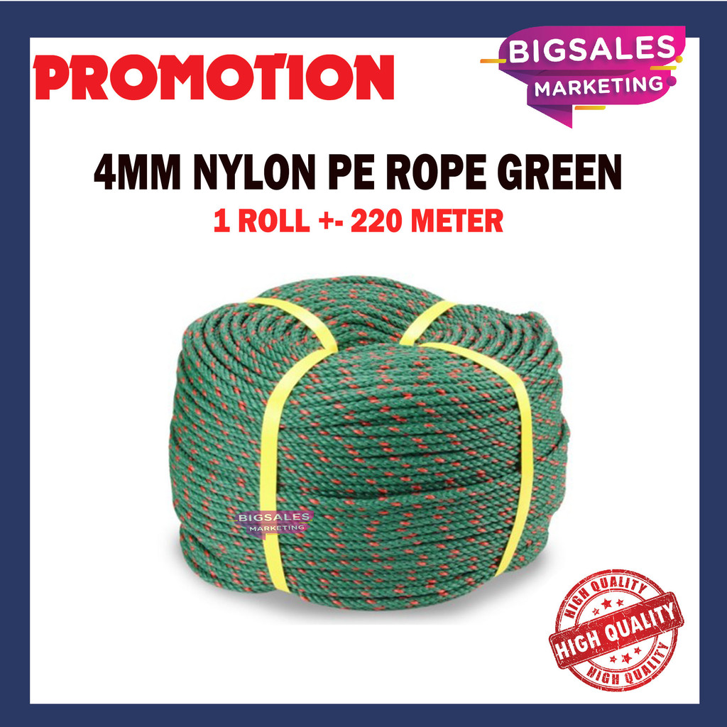 BIGSALES 4mm x 220 Meter PE Nylon Green Polyethylene Rope (Thailand ...