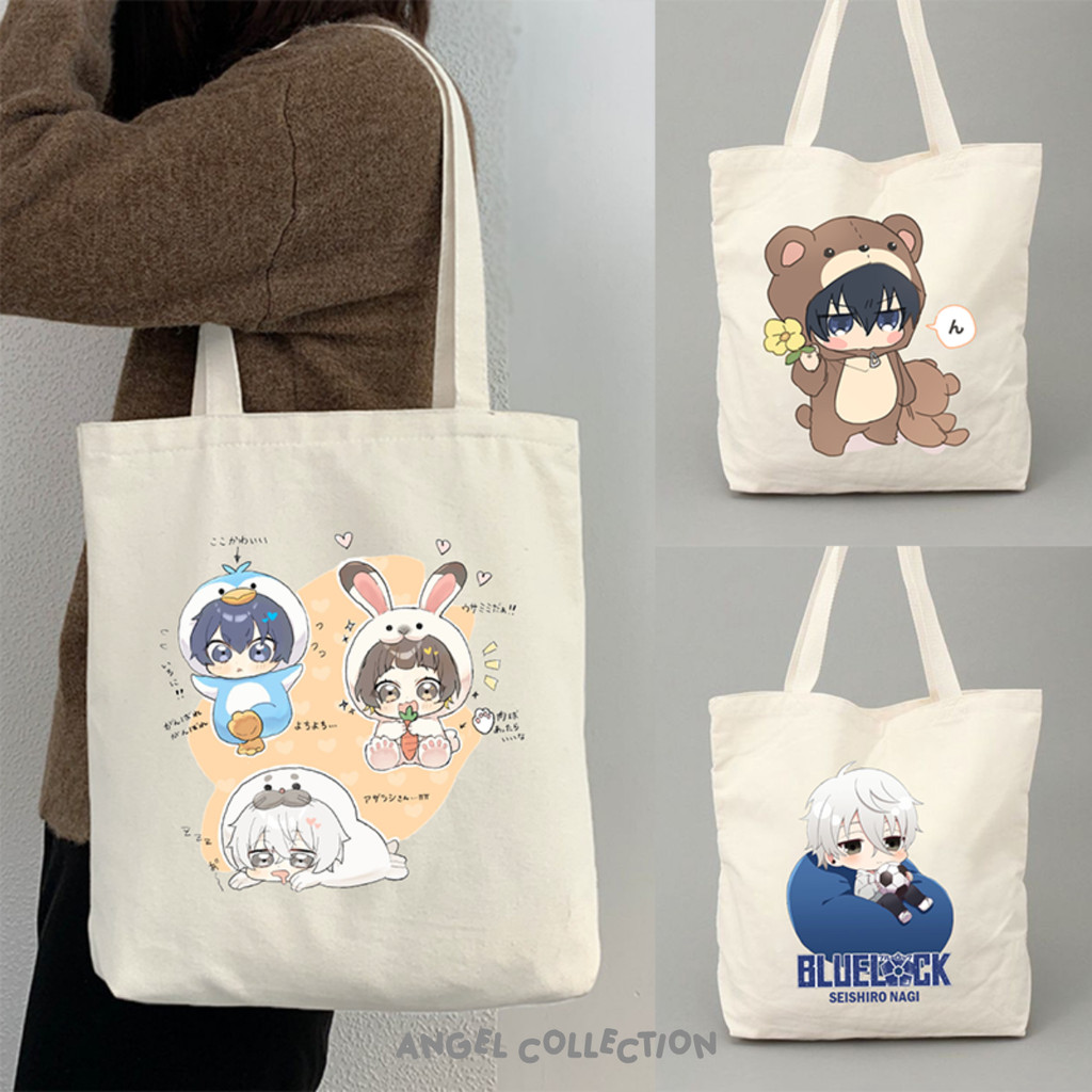 Enjel Tote Bag 100% Canvas Zipper Blue Lock Japanese Anime Aesthetic ...