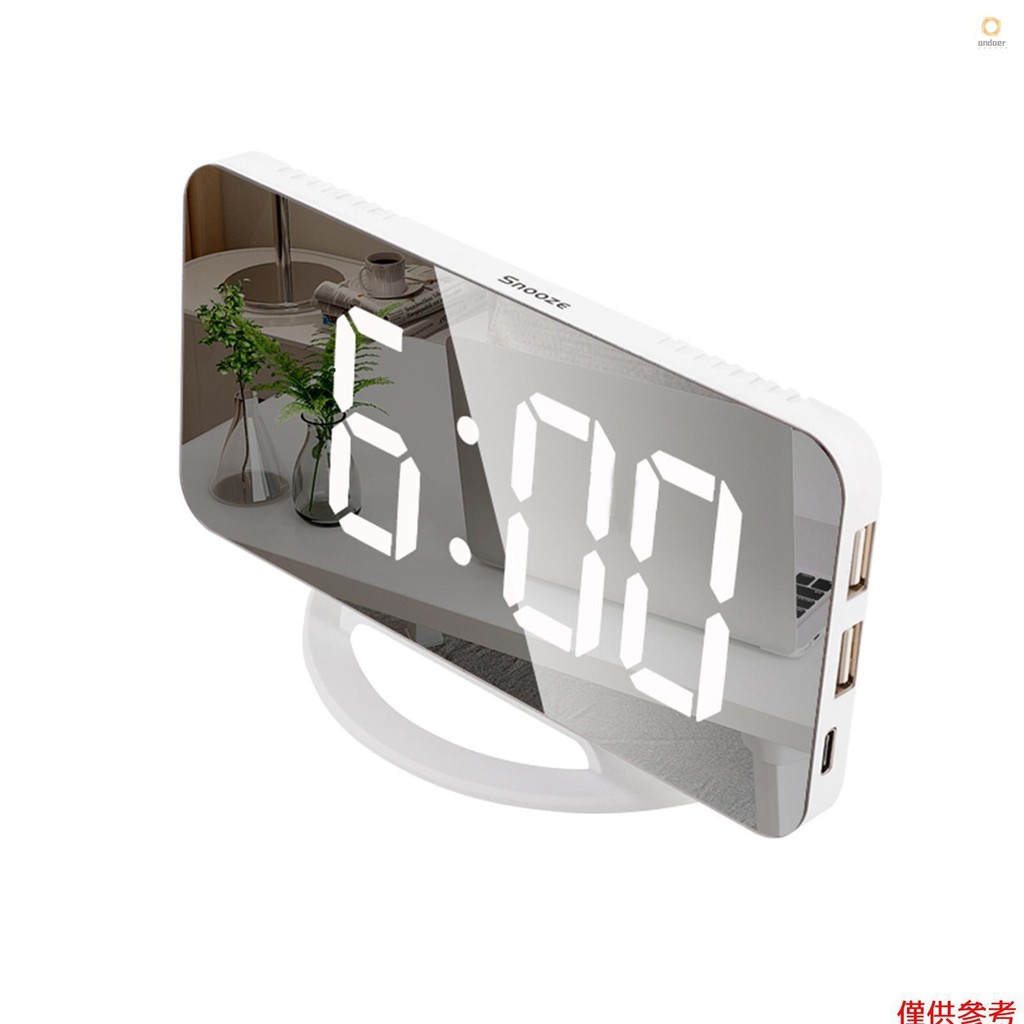 LED Mirror Clock Mini Digital Alarm Clock Table Clock with Snooze ...
