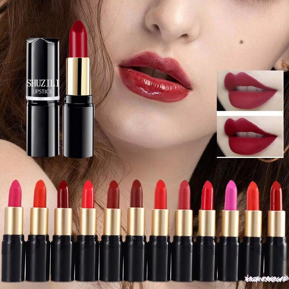 ShuZili 12 Color Lipstick Waterproof Long Lasting Non Sticky Lip Makeup ...