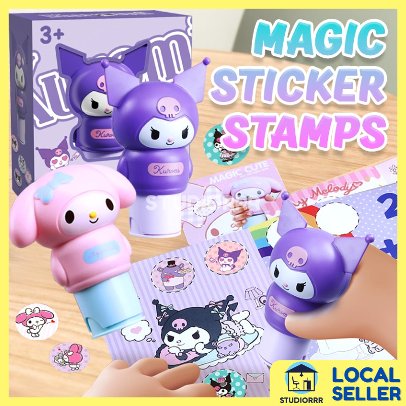 MSIA SHIP!! Kuromi Magic Sticker Stamp Melody Waterproof Stickers Stamps Press Dinosaur Stiker ...