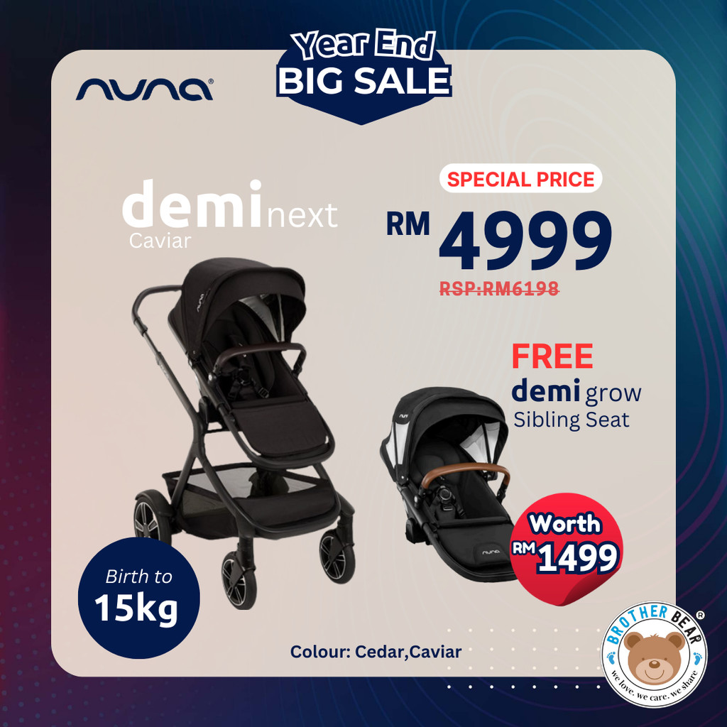 Nuna Demi Next Stroller with Sibling Seat - Caviar | BROTHER BEAR ...