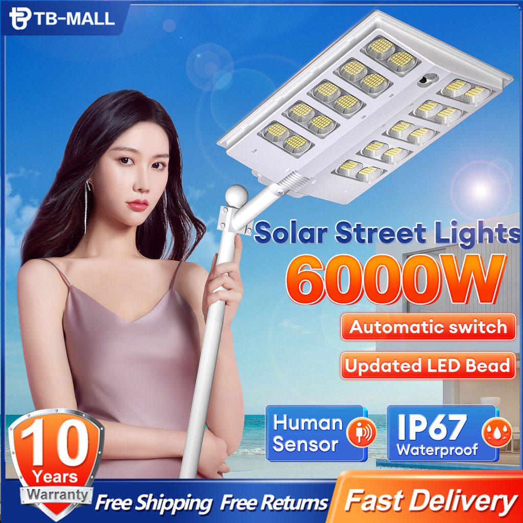 【FAST POS】Lampu solar light outdoor lighting 6000W Solar Spotlight lampu solar IP67 Waterproof ...