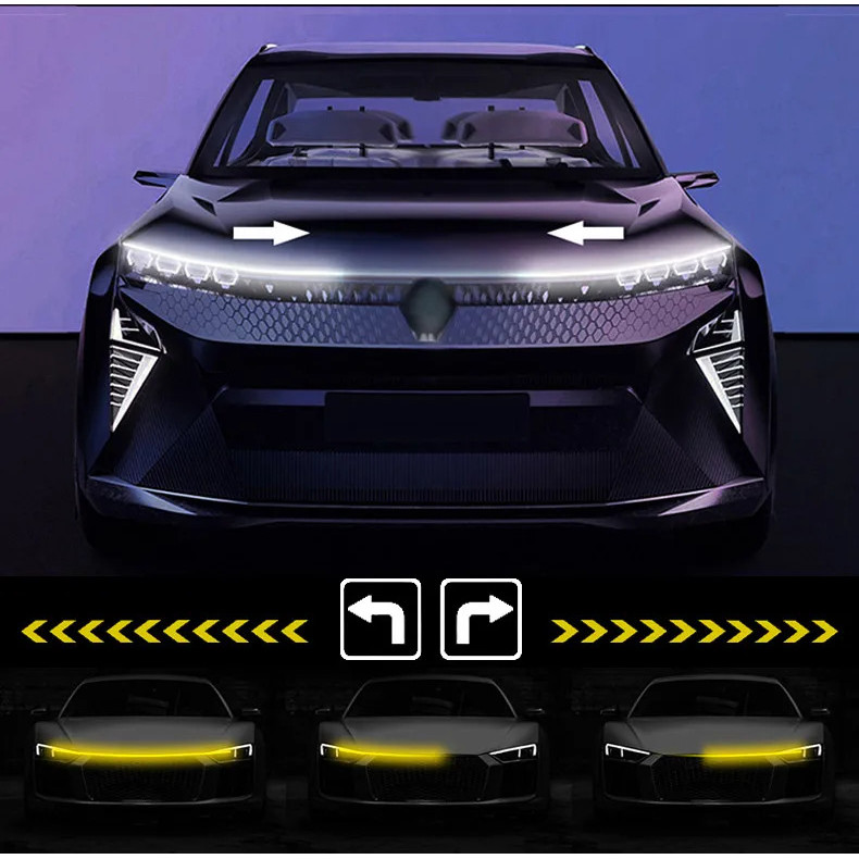 LED Car Hood Light With Turn Signal Yellow Scan Starting DRL Dynamic ...