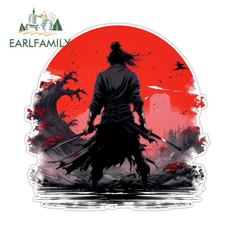 EARLFAMILY 13cm Samurai Scenery Car Stickers Personality Motorcycle ...