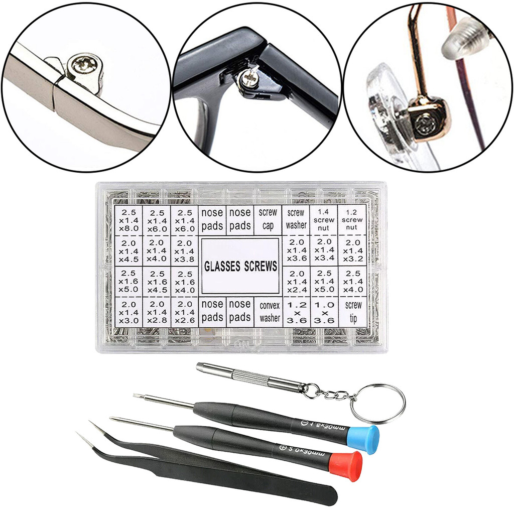 1 Set Eyeglass Screws And Nuts Set Optical Glasses Repair Tool Kit ...