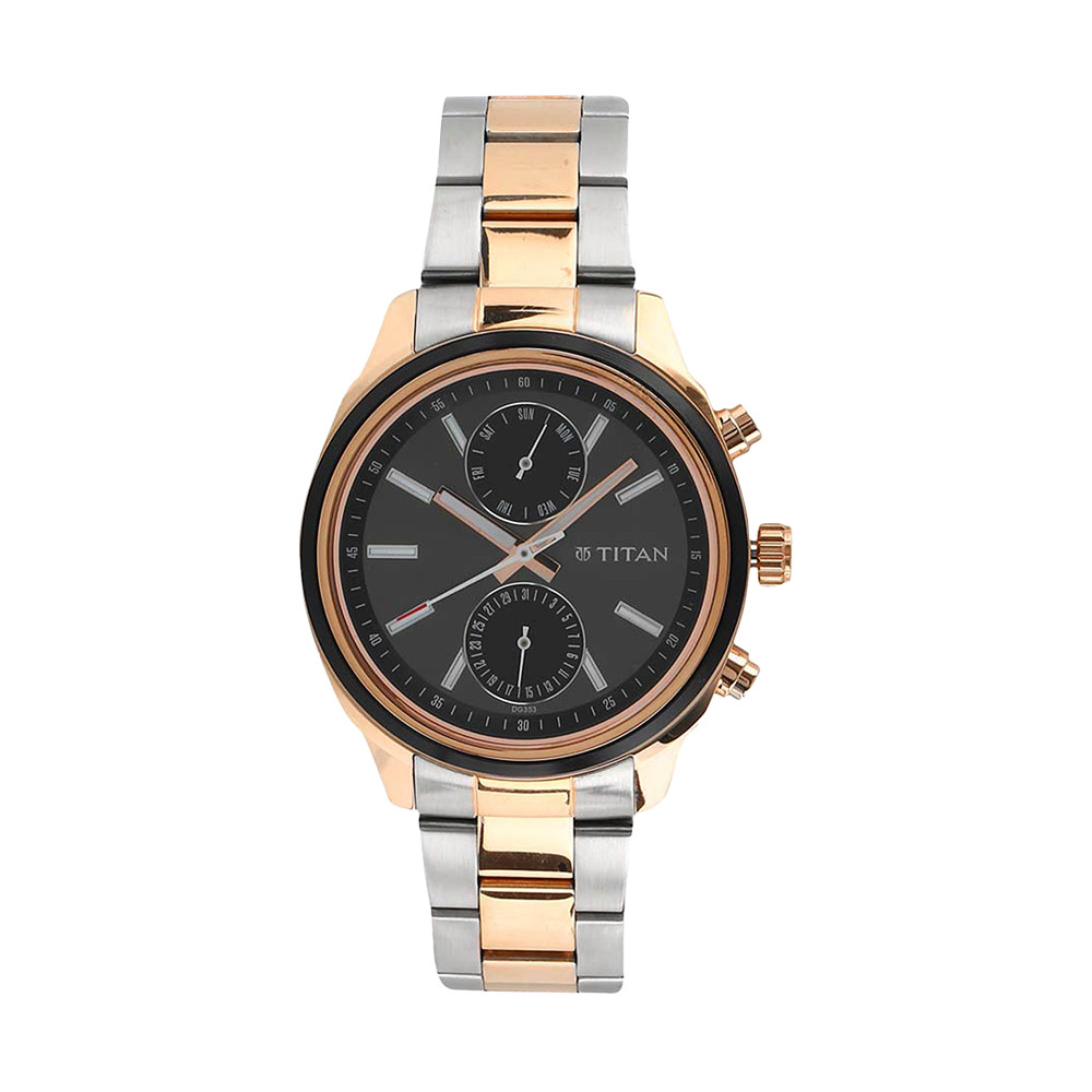 Titan Neo 1733KM03 Multifunction Black Dial Two Toned Stainless Steel ...