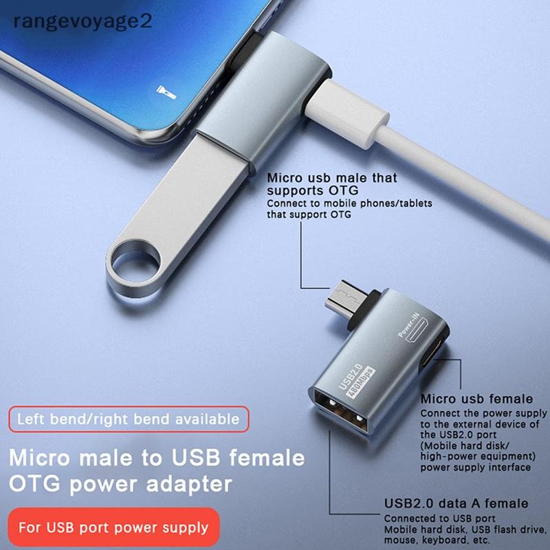 [rangevoyage2] OTG Cable Adapter 4K 90 Degree Left Angle Powered Micro ...