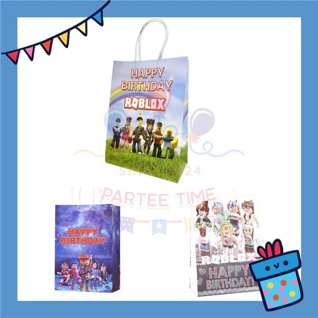 ParteeTime Birthday Kids 1pcs Roblox Party Favor Gift Bags with Handle ...