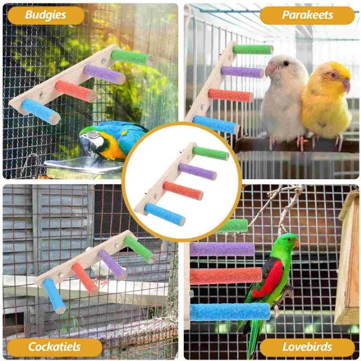Ladder Budgie Parrot Climbing Toy Material Fun Wooden Safe Claw ...