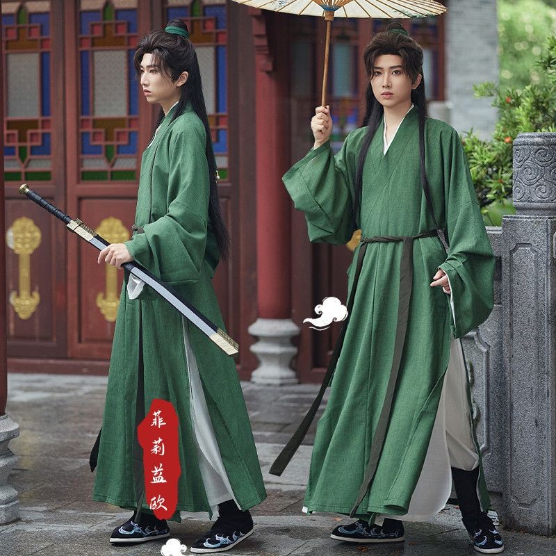 Hanfu Straight Robe Men Full Set One Whole Set Boys Ancient Martial ...