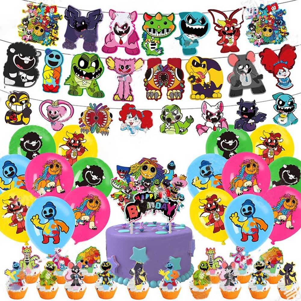 Smiling Critters Party Supplies Set Balloon Cake Topper Plates Backdrop ...