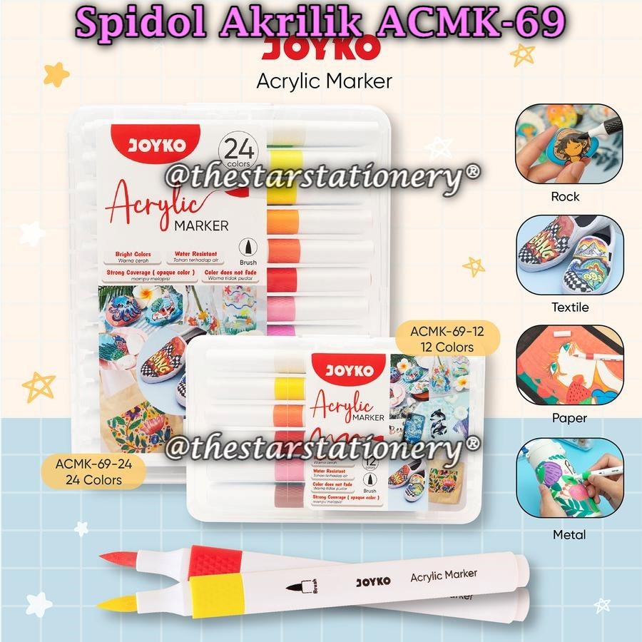(1 Set) GABUNGAN Joyko ACMK-69 Acrylic Markers / Acrylic Markers Joyko ...