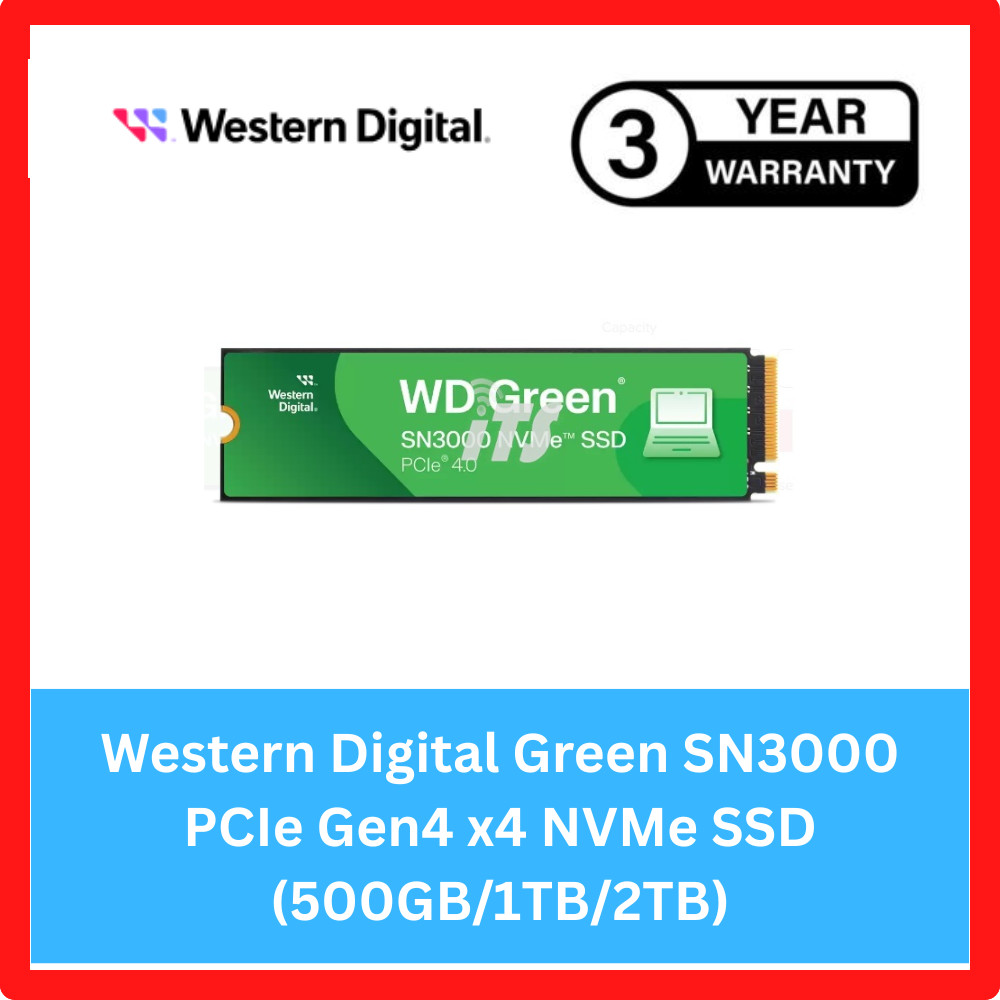 Western Digital WD Green SN3000 PCIe Gen4 x4 NVMe SSD (500GB/1TB/2TB ...