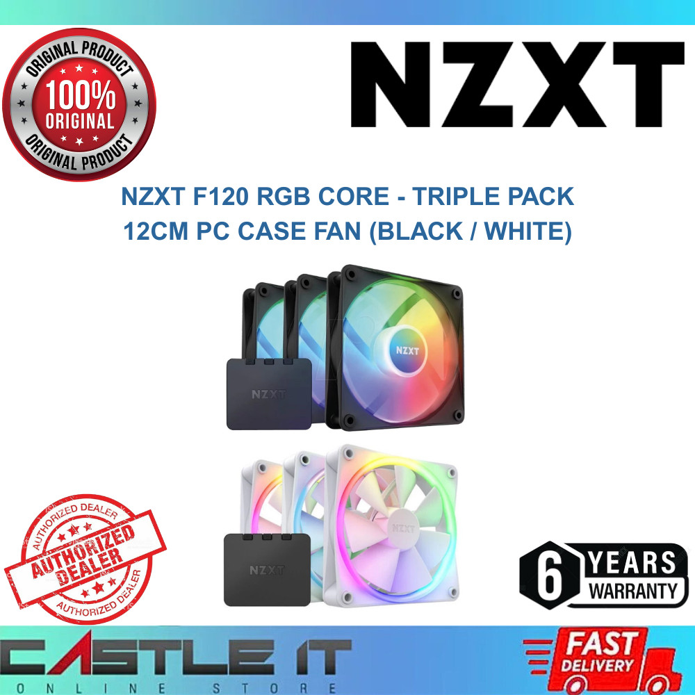 NZXT F120 RGB Core 120mm Triple Pack 12CM Casing Case Fan (Black ...