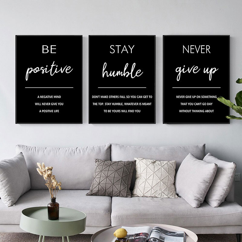 Black White Inspirational Quotes Canvas Art Print Simple Motivational ...