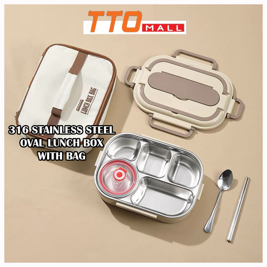 [TTO] 316 Stainless Steel Lunch Box 5 tank Storage Food Containers Come ...