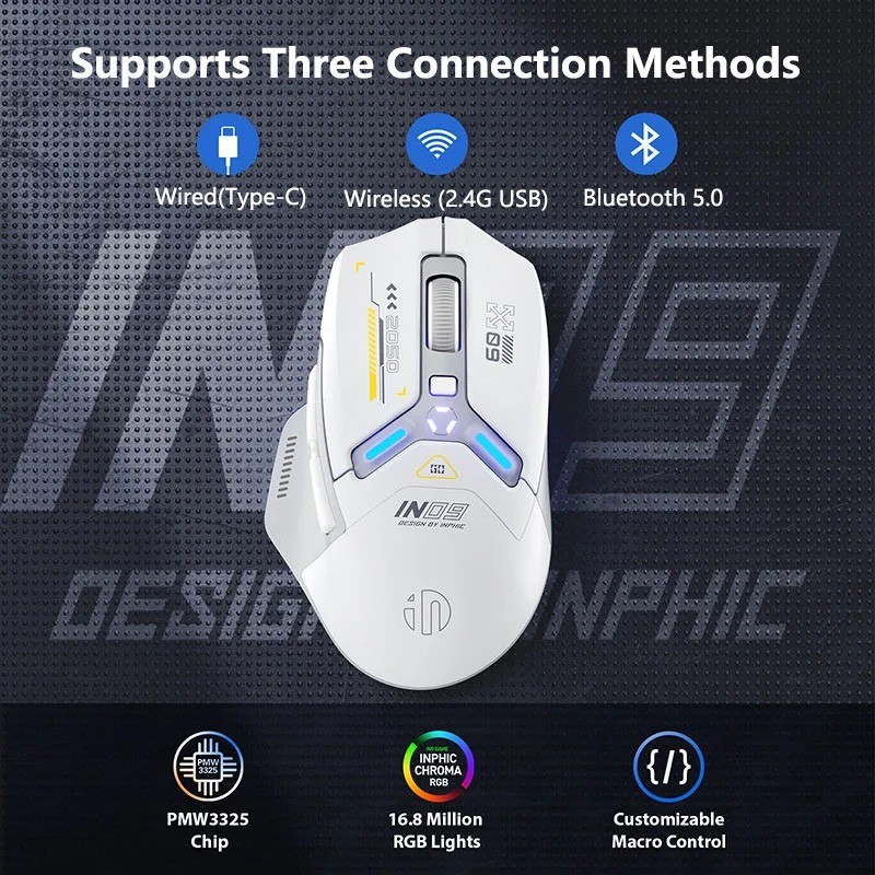 Inphic IN9 Wireless Gaming Mouse RGB 2.4G Bluetooth 5.0 Tri-Modes ...