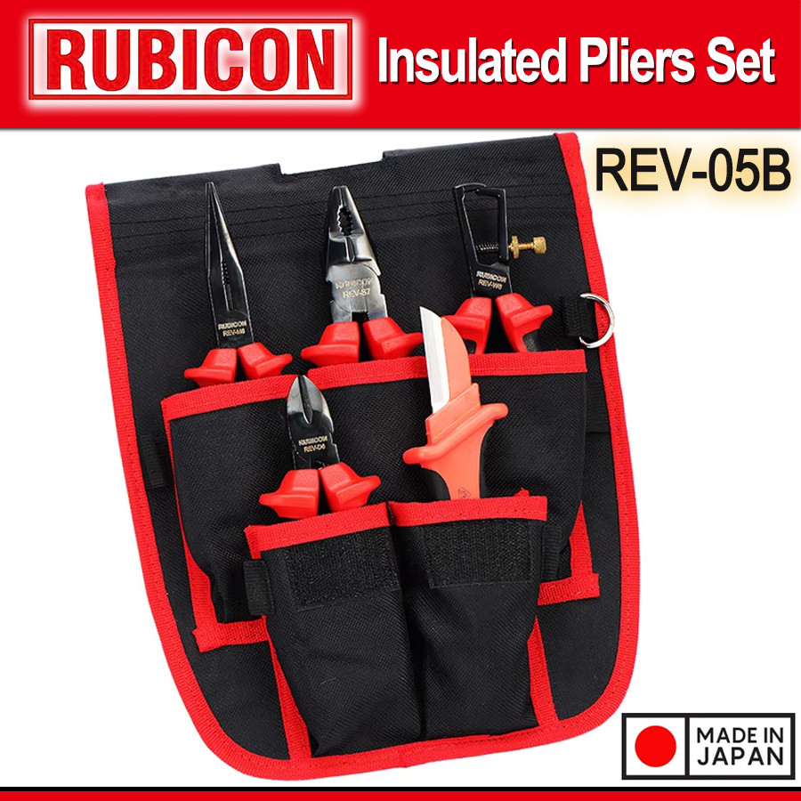 Japan RUBICON 5 Pieces VDE Insulated Pliers Set Wire Strippers Diagonal ...