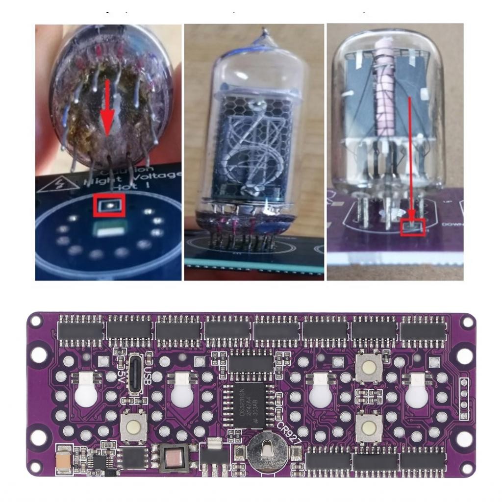 Sinhopsa Nixie Tube Clock Circuit Board 12 24 Hour Accurate Timekeeping ...
