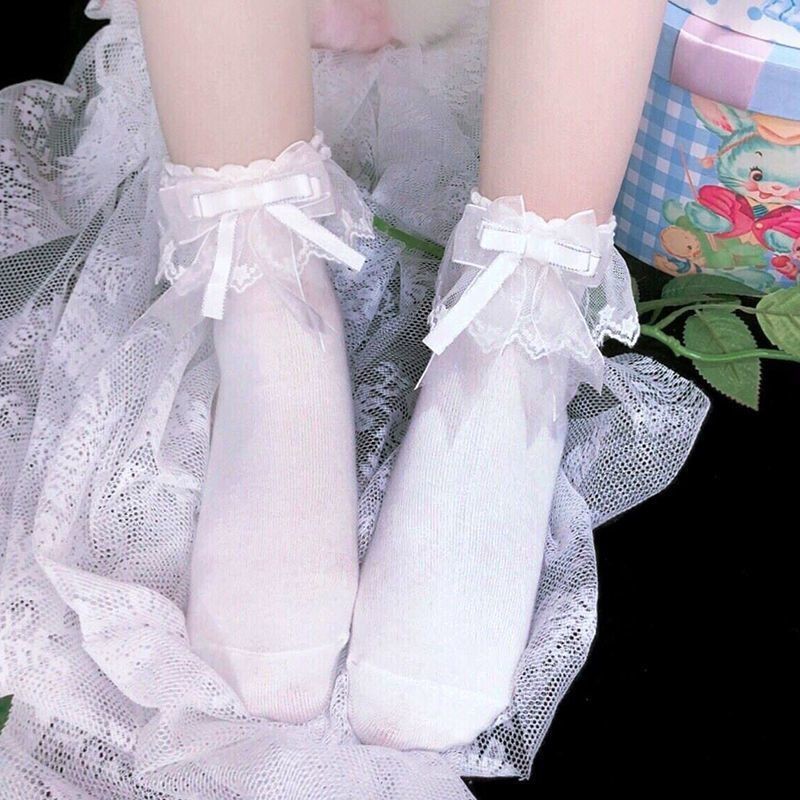 Japanese jk Lolita Soft Girl Cute Short Socks Female Lace White Bow ...