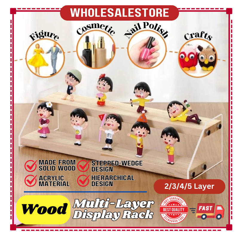 2/3/4/5 Tier Wooden Acrylic Display Stand Animation Model Riser ...