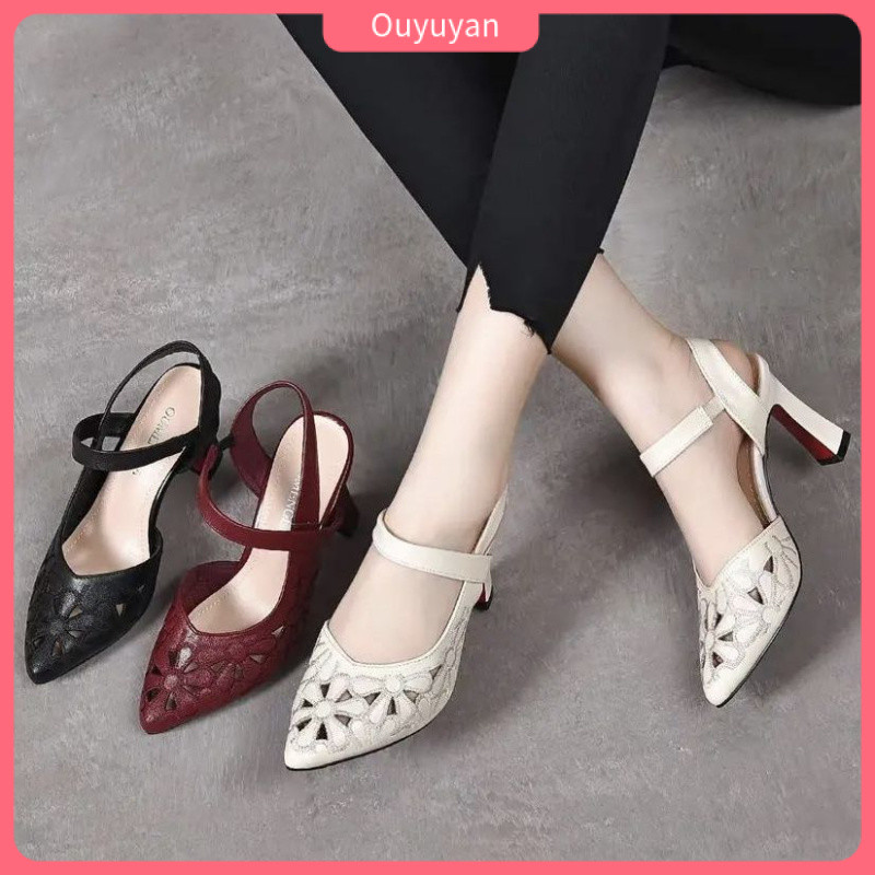 (SIZE 35-40)READY STOCK Ladies hollow pointed toe high heels Pointed ...