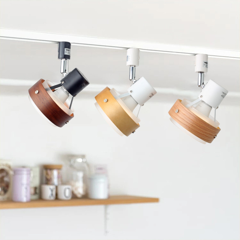 Japanese style solid wood acrylic track light LED track light Nordic ...