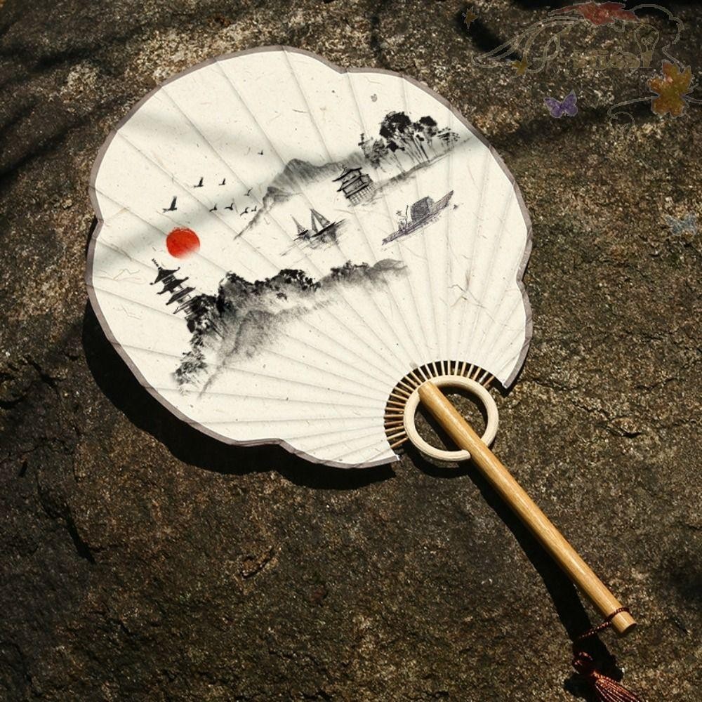BLISS Japanese Style DIY Fan, Bamboo Handle Blank DIY Xuan Paper Fan ...