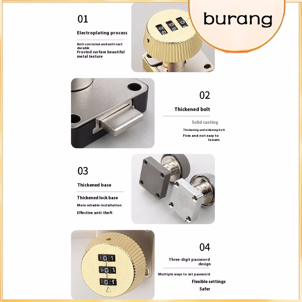 Privacy Keyless Drawer File Cabinet Mechanical Lock Vivarium Lock 3 ...