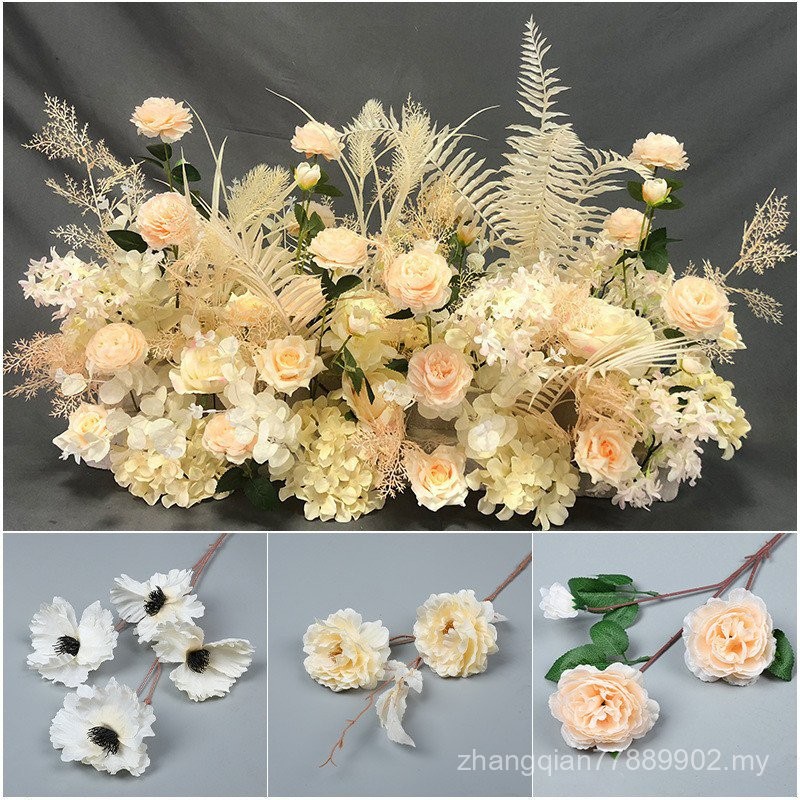 Bunga tiruan warna champagne, hiasan majlis perkahwinan, aksesori ...