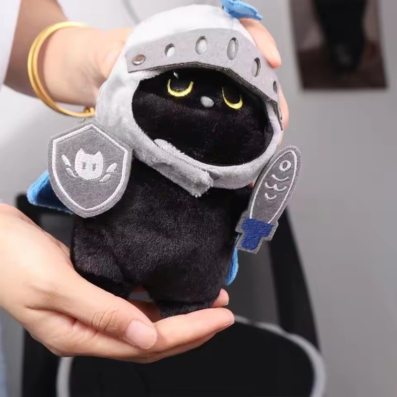 Adorable Dopey Cute Black Cat Plush Toy Stuffed Doll Chubby Kitty ...