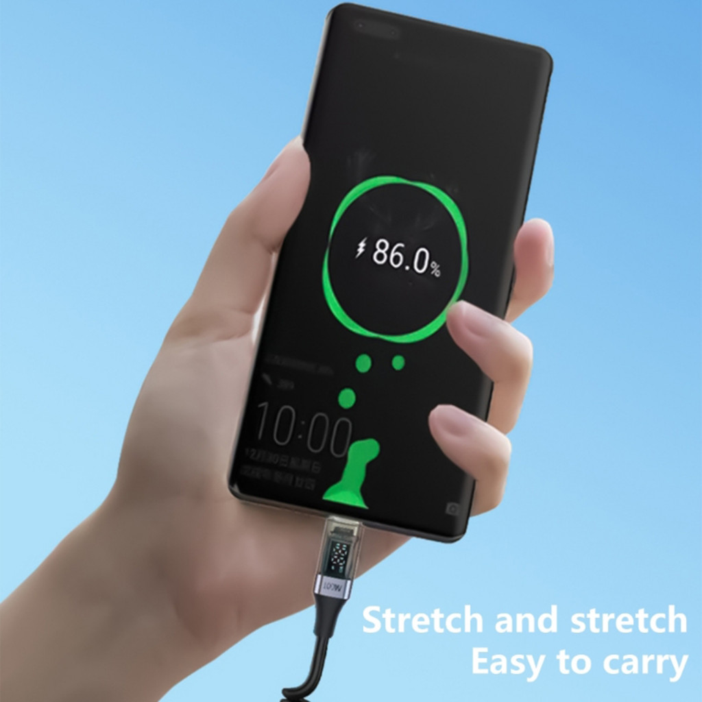 Digital Display Usb Cable Pd100w Cable Fast Charging Retractable Usb-c ...