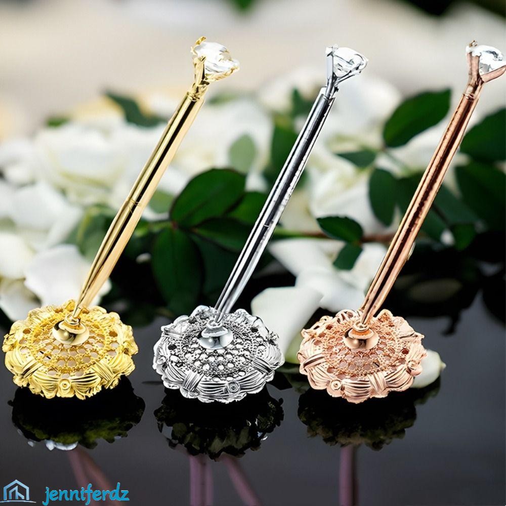 JENNIFERDZ Reception Desk Pen, Gold Silver Attached Base Signing ...