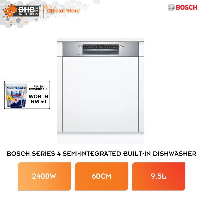 Bosch Series 4 Semi-integrated Built-in Dishwasher 60 cm Stainless ...