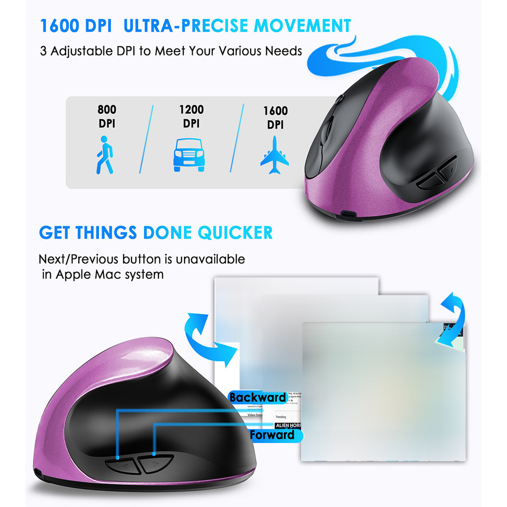 Jomaa Bluetooth 2.4G Wireless Vertical Mouse 1600DPI 6 Buttons ...