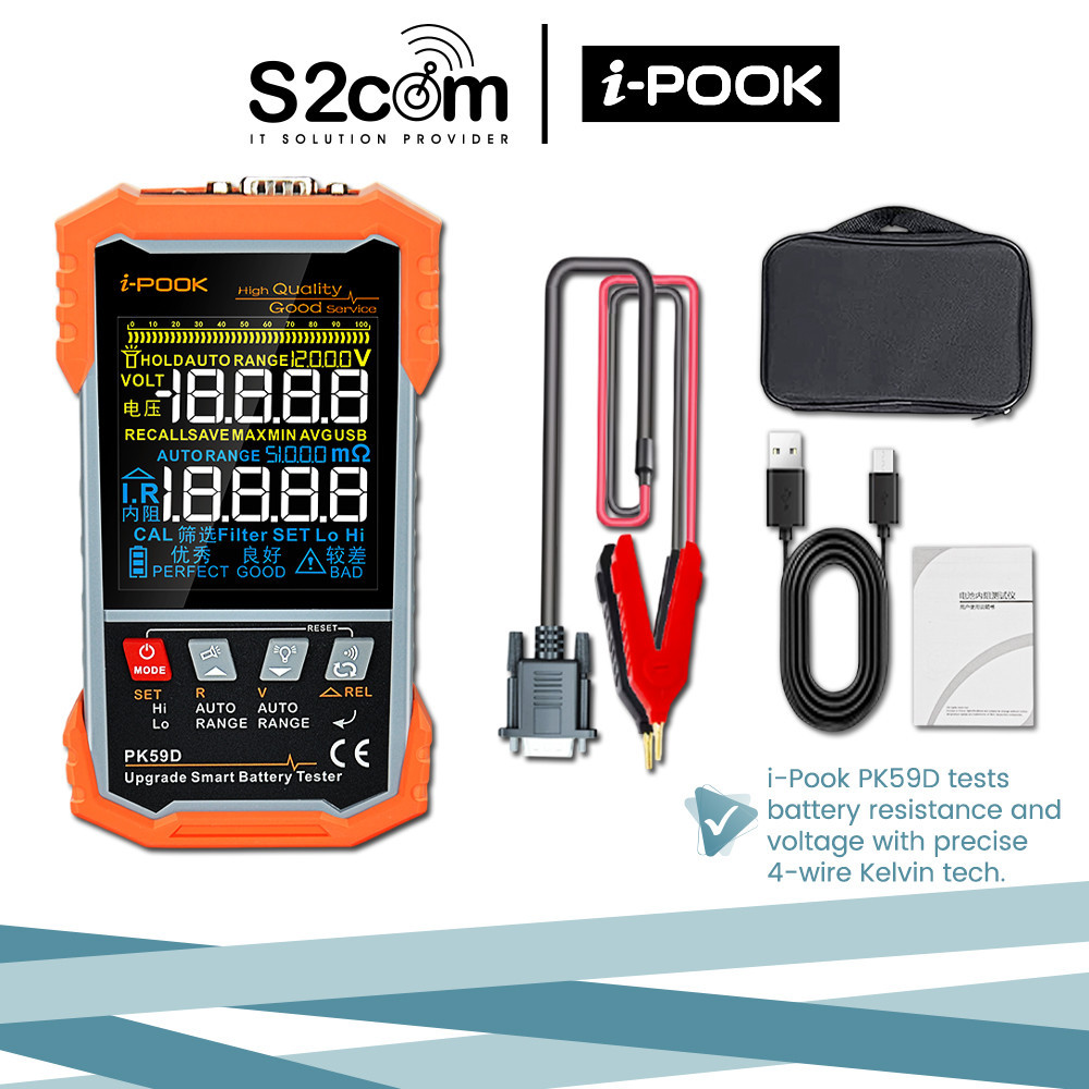 i-Pook PK59D ±120V 500Ω Battery Internal Resistance Tester 4-Wire ...