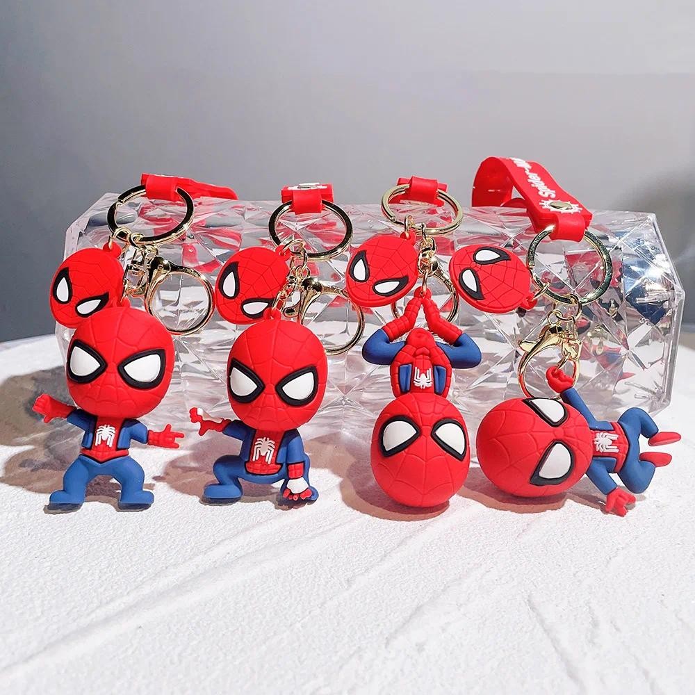 Marvel Spiderman Keychains Cartoon Spiderman Doll Keyrings Anime Figure ...
