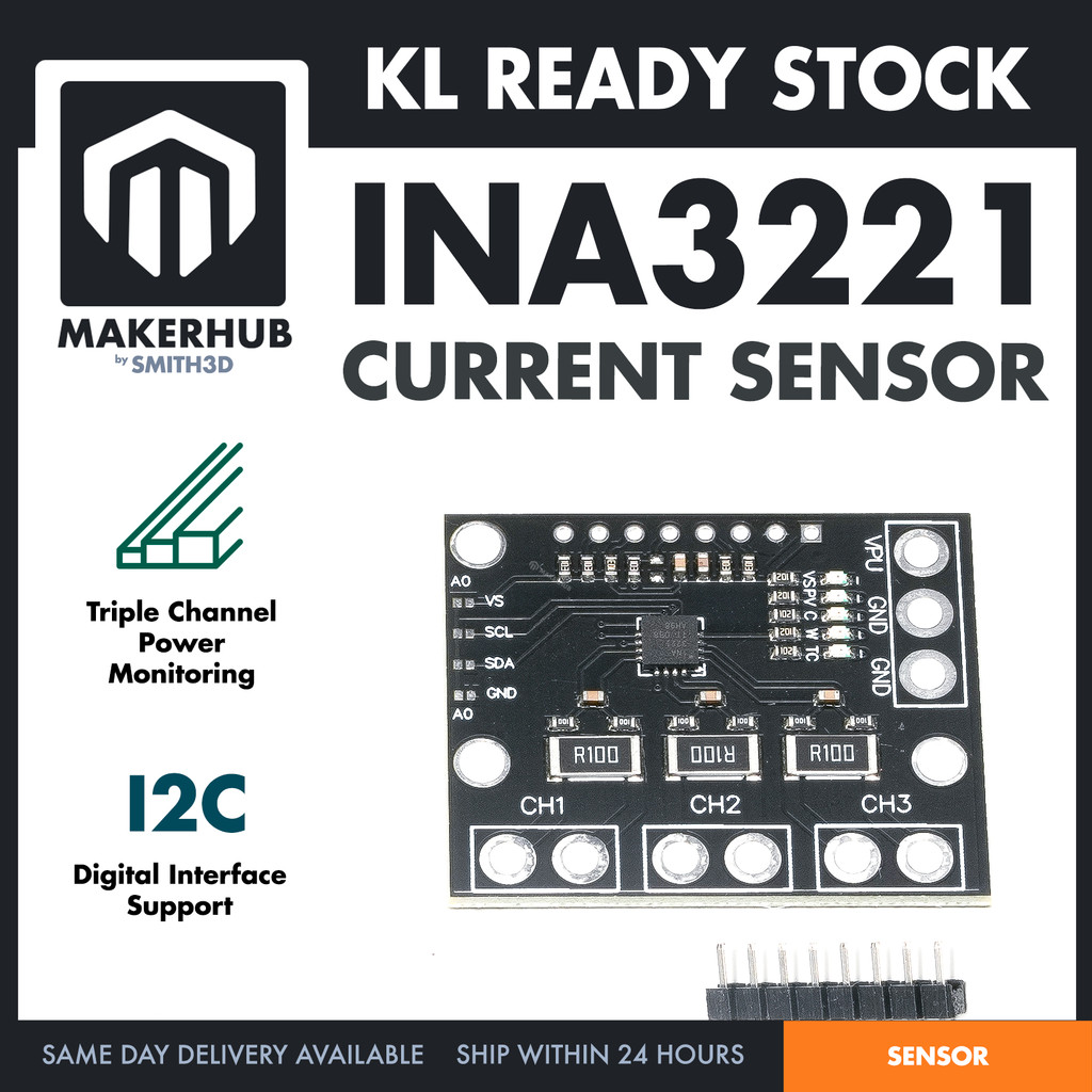 INA3221 Triple Channel Current Voltage Power Monitor Sensor Module I2C ...